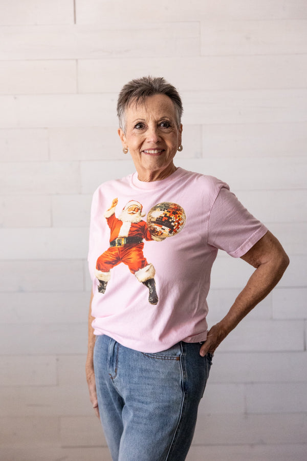 Disco Santa Pink Graphic Tee - The Burlap Buffalo