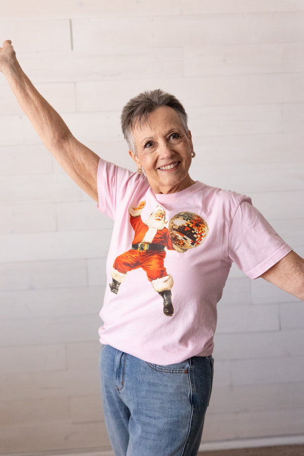 Disco Santa Pink Graphic Tee - The Burlap Buffalo