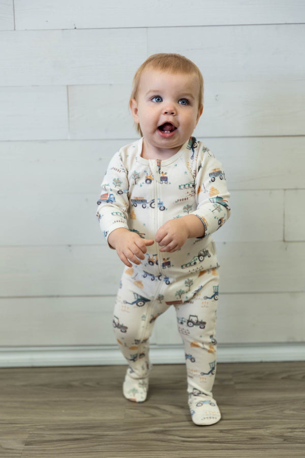 Small Tractor Zipper Growsuit - The Burlap Buffalo