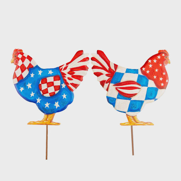 4th Of July Star and Checkered Roosters - The Burlap Buffalo
